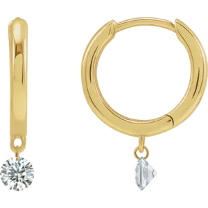 IVY & PEARL CO. 1/3 Ct Drilled Natural Diamond Hinged Hoop Earrings - Gold