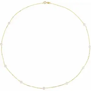IVY & PEARL CO. Freshwater Pearl Station Necklace - Gold