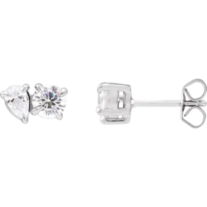 IVY & PEARL CO. 1 1/6 Ct Lab-grown Diamond Two-stone Stud Earrings In 14k Gold