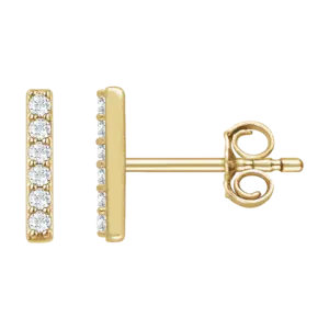 IVY & PEARL CO. 1/10 Ct Natural Diamond Stud Bar Earrings - Gold