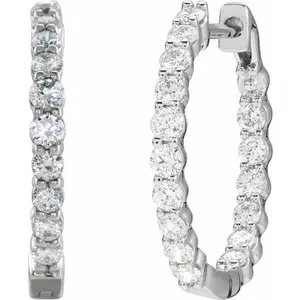 IVY & PEARL CO. 1 Ct Lab-grown Diamond Hoop Earrings In 14k Gold - White