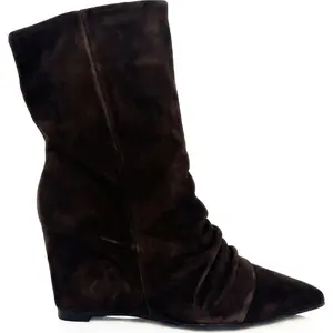 AMIE RAFA Jill Slouch Wedge Boots Brown