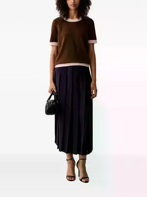 Luisa Spagnoli Casilda Contrast-trim Short-sleeve Sweater - Brown