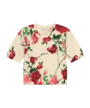 Blumarine Printed Rib-knit Cashmere And Wool Jumper - Amber/red
