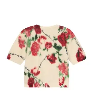 Blumarine Printed Rib-knit Cashmere And Wool Jumper - Amber/red
