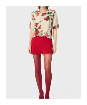 Blumarine Printed Rib-knit Cashmere And Wool Jumper - Amber/red