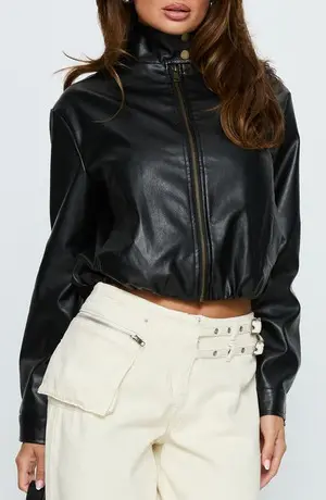 Princess Polly Monay Faux Leather Jacket - Black