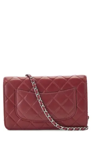 Chanel Lambskin Classic Quilted Wallet On Chain - Red