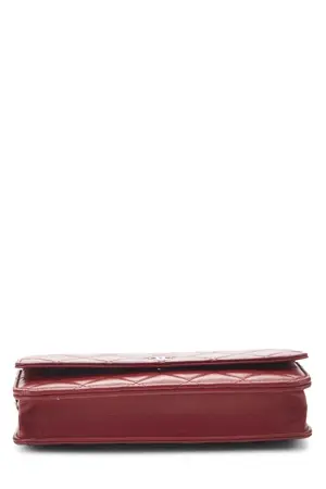 Chanel Lambskin Classic Quilted Wallet On Chain - Red