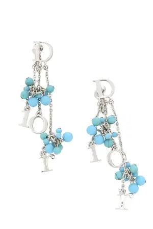 Dior Silver & Logo Drop Earrings