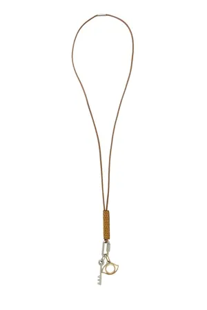 HERMÈS Brown Lambskin & Lizard Curiosité Key Pendant