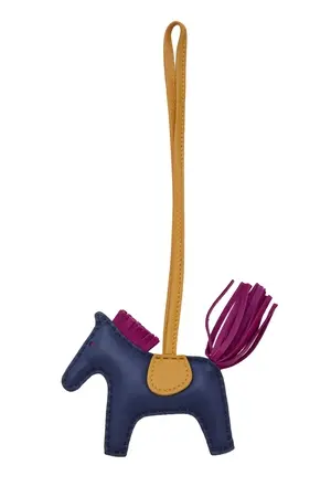 Hermès Multicolor Lambskin Leather Rodeo Bag Charm Pm Navy