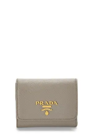 Prada Saffiano Compact Wallet - Grey