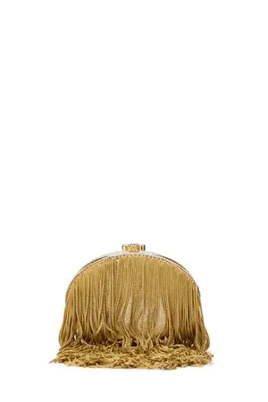 Judith Leiber Crystal Fringe Minaudière - Gold