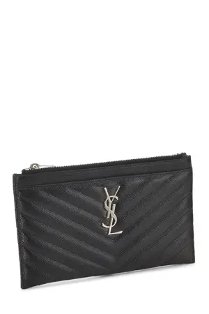Saint Laurent Grainy Chevron Zip Pouch