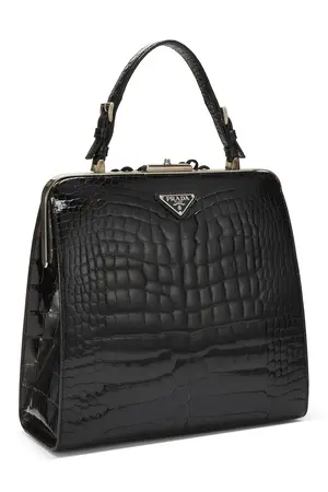 Prada Embossed Frame Top Handle Bag