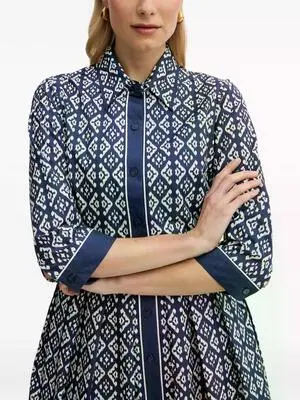 Luisa Spagnoli Pagliolo Geometric-print Shirt Midi Dress - Blue