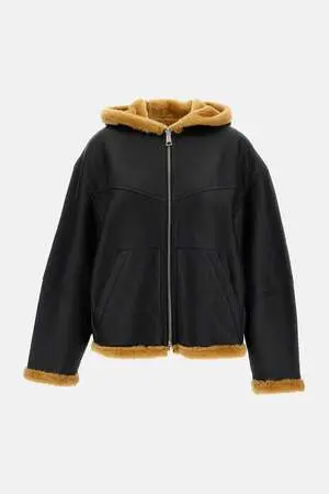 HALFBOY Bomber In Montone Reversibile Con Cappuccio - Black