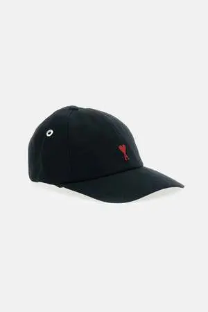AMI Paris Cappellino Ricamato Red De Coeur - Black