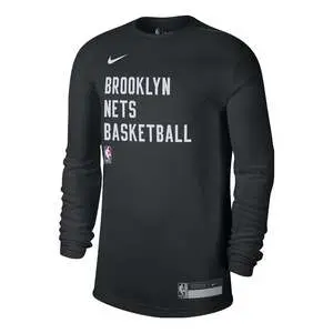 Nike Dri-fit Nba Practice Long Sleeve T-shirt 'brooklyn Nets - Black