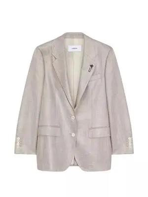 LARDINI Ivory Single-breasted Gabardine Blazer