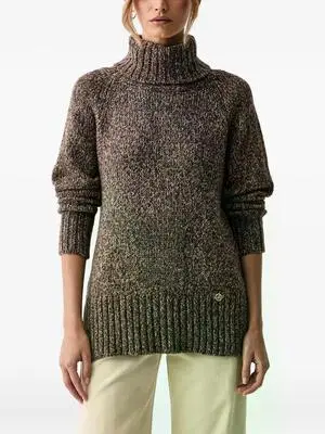 Luisa Spagnoli Magnesite Roll-neck Marl-knit Sweater - Brown