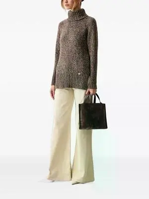 Luisa Spagnoli Magnesite Roll-neck Marl-knit Sweater