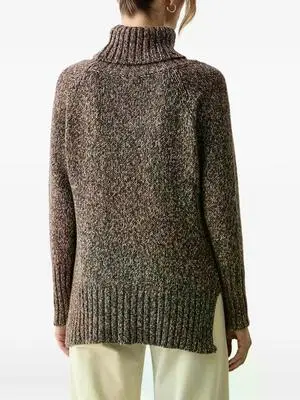 Luisa Spagnoli Magnesite Roll-neck Marl-knit Sweater