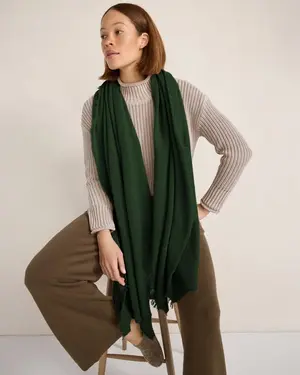 NOSETTA Cashmere Knit Scarf - Verde Scuro