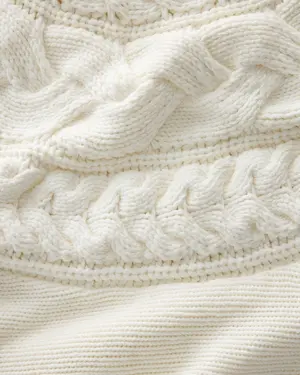 HAVEN WELL WITHIN Cotton Blend Cable Mockneck Sweater - Ivory