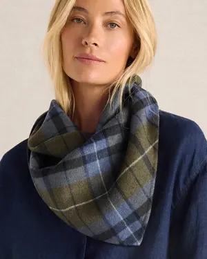 HAVEN WELL WITHIN Wool Blend Plaid Triangle Scarf - Grape Leaf Multicolor Plaid