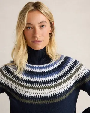 HAVEN WELL WITHIN Organic Cotton Blend Fair Isle Mockneck Sweater