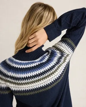 HAVEN WELL WITHIN Organic Cotton Blend Fair Isle Mockneck Sweater