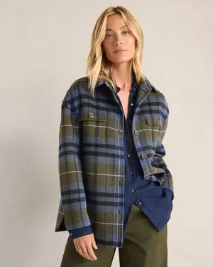 HAVEN WELL WITHIN Wool Blend Plaid Shacket - Grape Leaf Plaid