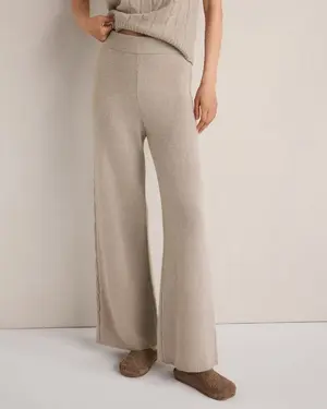 HAVEN WELL WITHIN Cashmere Cable Knit Pants - Chiffon