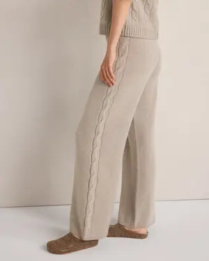 HAVEN WELL WITHIN Cashmere Cable Knit Pants - Chiffon