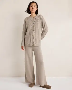 HAVEN WELL WITHIN Cashmere Cable Knit Cardigan - Chiffon