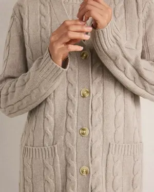 HAVEN WELL WITHIN Cashmere Cable Knit Cardigan - Chiffon