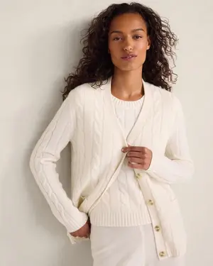 HAVEN WELL WITHIN Cashmere Cable Knit Cardigan - Chiffon