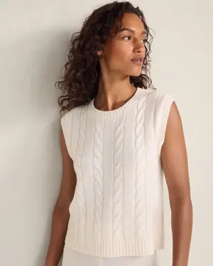HAVEN WELL WITHIN Cashmere Cable Knit Tank Top - Chiffon