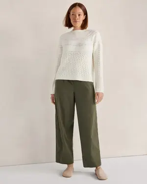 HAVEN WELL WITHIN Heirloom Mixed Stitch Crewneck Sweater - Nightfall