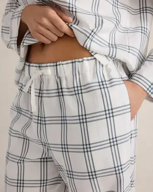 HAVEN WELL WITHIN Organic Cotton Windowpane Pajama Pants