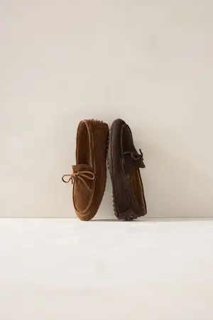 HAVEN WELL WITHIN Italian Suede Driving Moccasins - Toasted Hazelnut