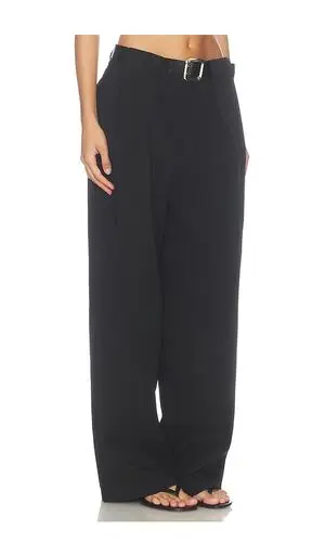 Source Unknown Matteo Belted Tuck Trousers - Black