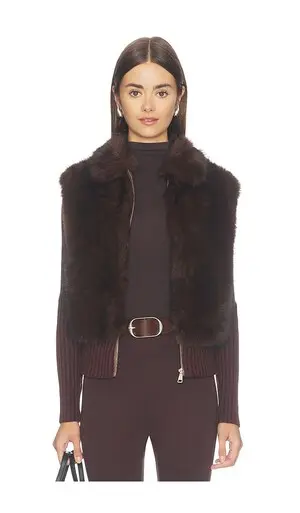 Source Unknown Meti Eco Fur Zip Cardigan - Brown