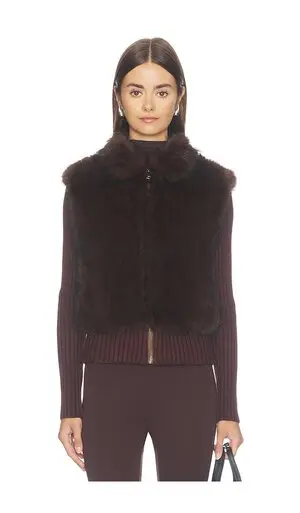 Source Unknown Meti Eco Fur Zip Cardigan - Brown
