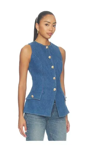 NADINE MERABI Vintage Wash Denim Waistcoat