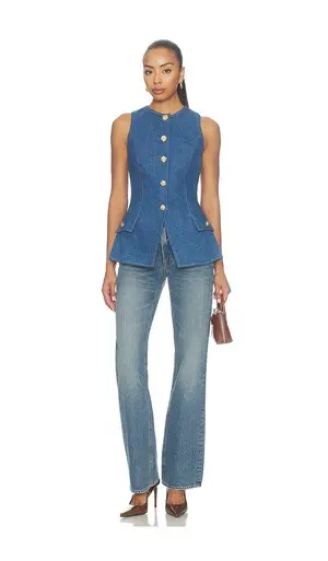 NADINE MERABI Vintage Wash Denim Waistcoat