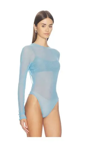 SIDERA Nerea Long Sleeve Backless Bodysuit In Baby Blue