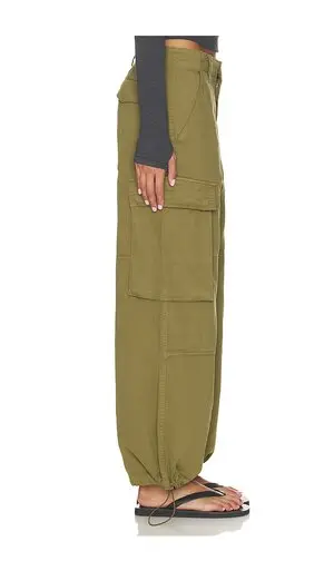 PISTOLA Petra Drawstring Harem Cargo Pant In Green